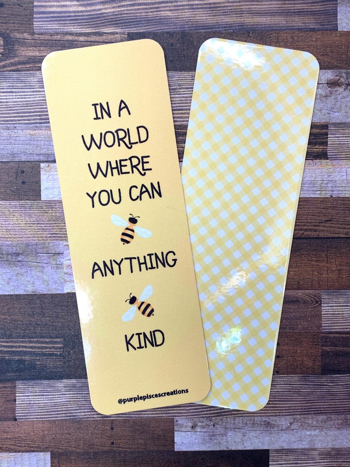 Bee Kind Bookmark | Handmade | Laminated | 2"w X 6"h | Rounded Corners ...