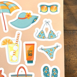Beach Vibes Sticker Sheet | Beach Themed Decorative Sticker Sheet for ...