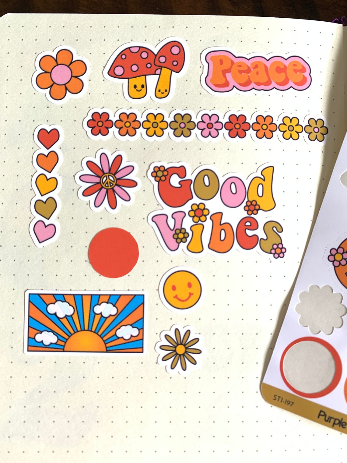 Good Vibes Sticker Sheet Retro Themed Decorative Sticker - Etsy