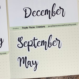 Large Cursive Month Stickers | January - December | for Planners ...