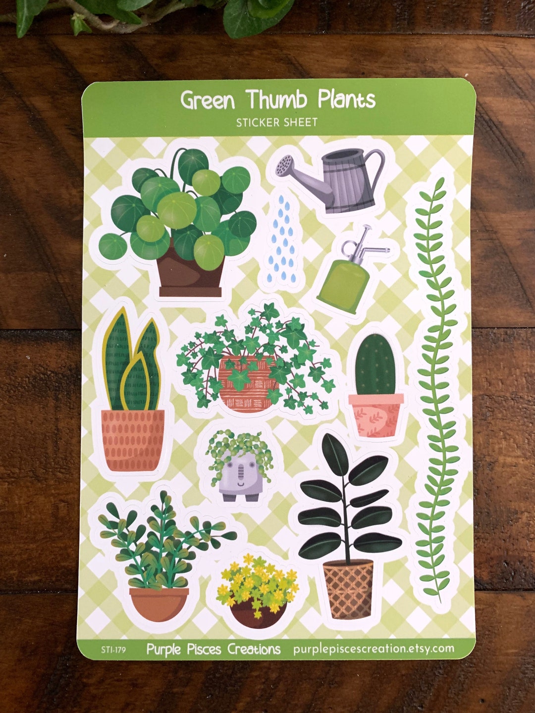 Green Thumb Sticker Sheet | Plant Themed Decorative Sticker Sheet for ...