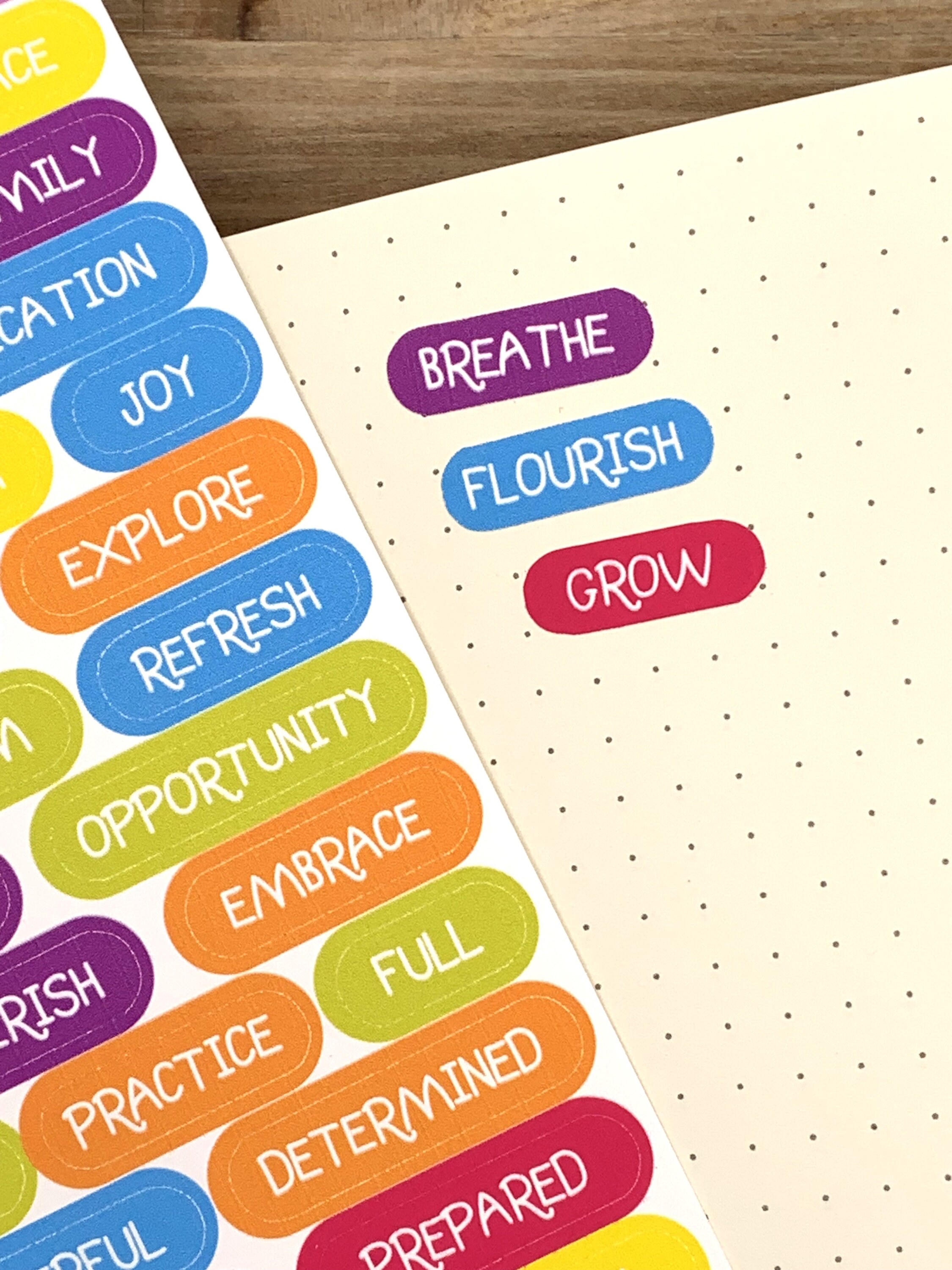 Just One Word Sticker Sheet | Pastel, Earthy or Bright Rainbow Colors ...