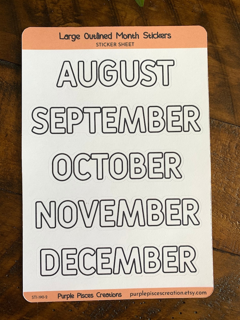 Large Outlined Month Stickers January December for - Etsy