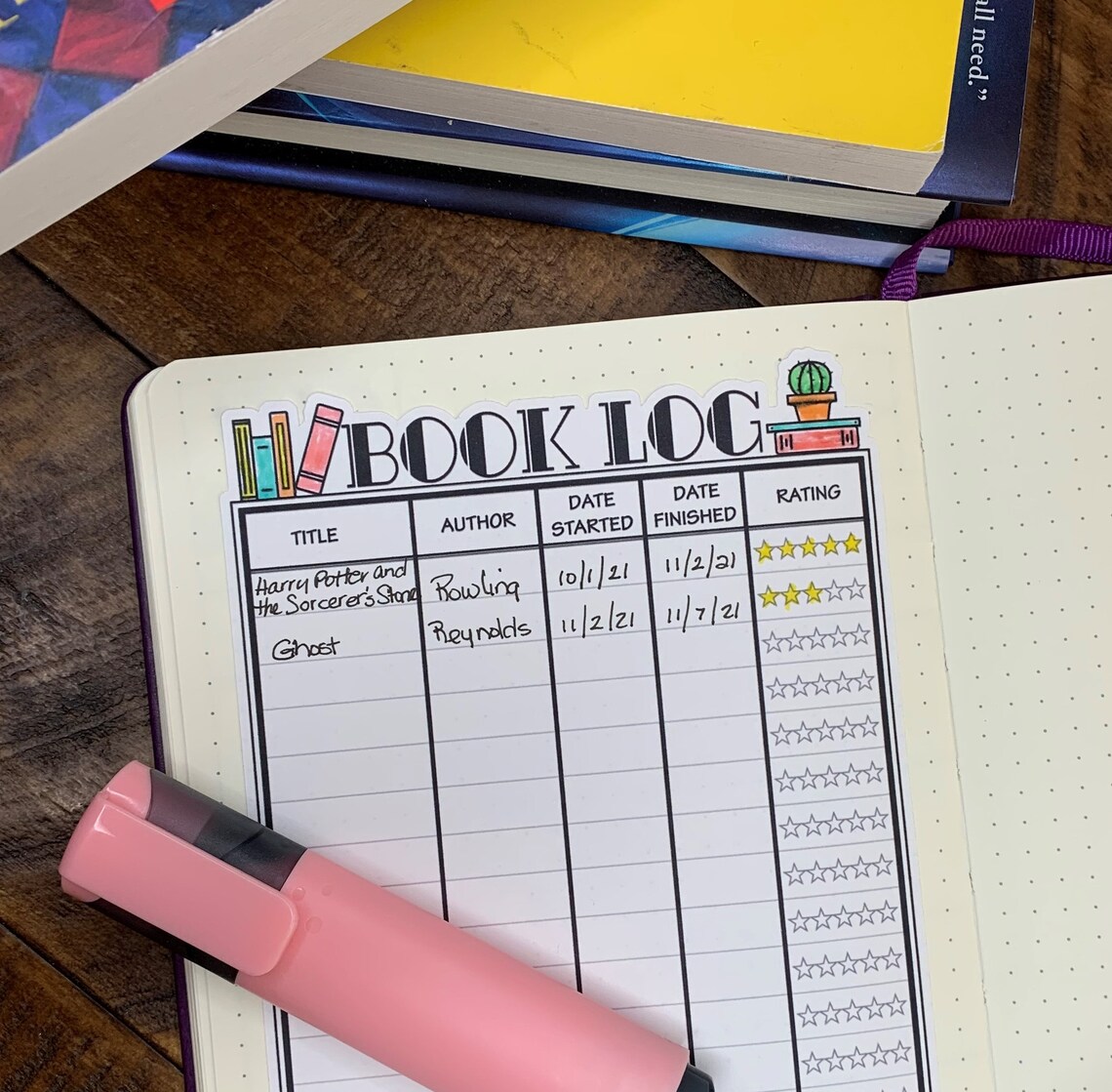 Book Log Sticker 4.4w X 5.9h Log Title - Etsy