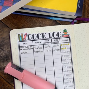 Book Log Sticker | 4.4"w X 5.9"h | Log Title, Author, Date Started ...