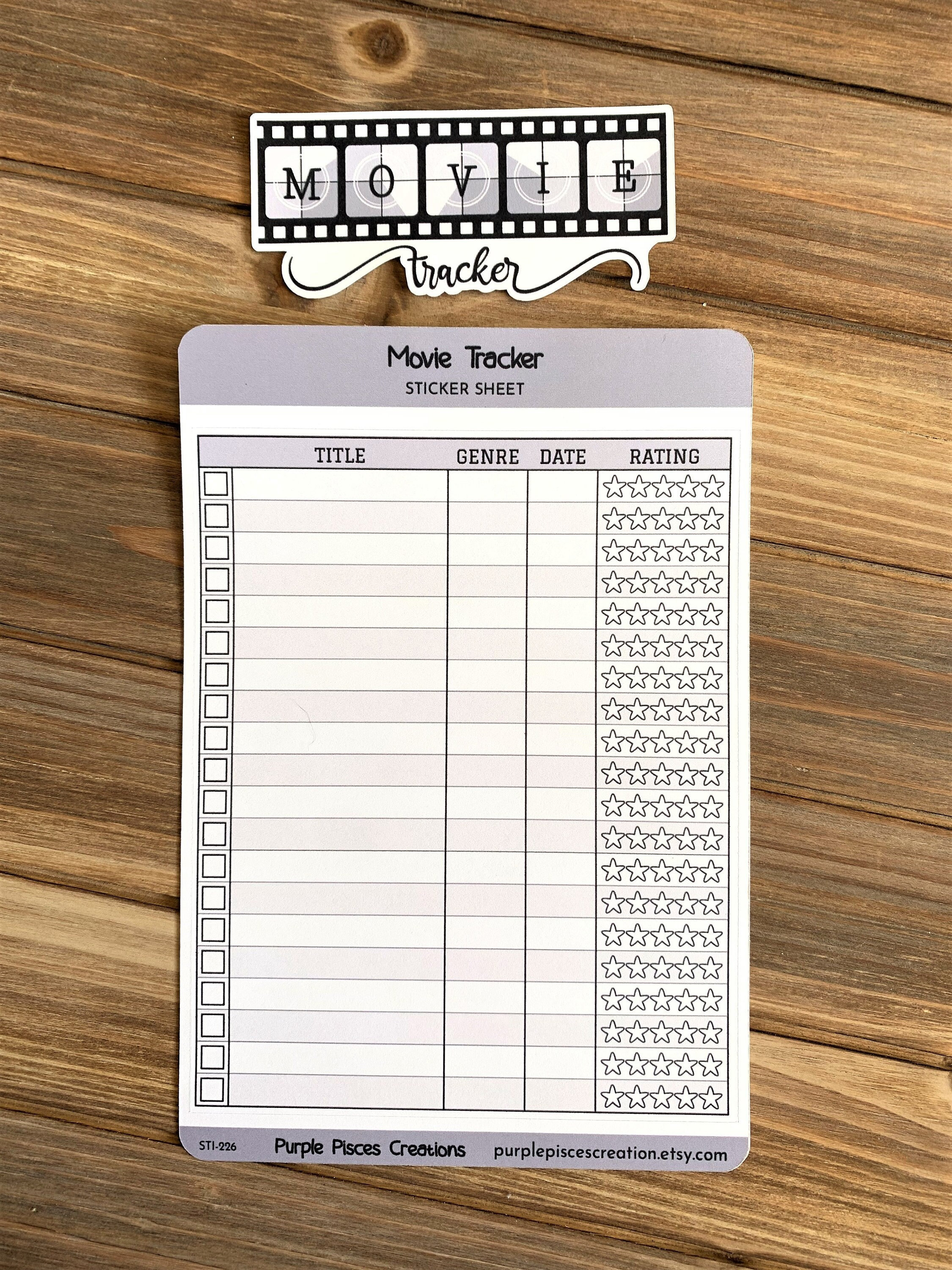 Movie Tracker Sticker Sheet Set | Movie Tracker Log Sticker & Movie ...