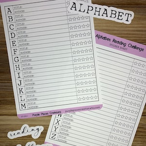 Alphabet Reading Challenge Sticker Set | 2 Page Spread (4.4"w X 5.6"h ...