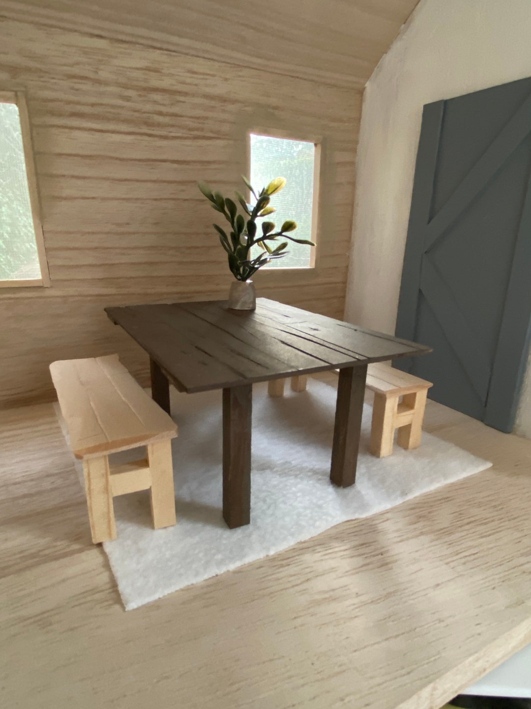 Wooden Table and Bench Set - Etsy