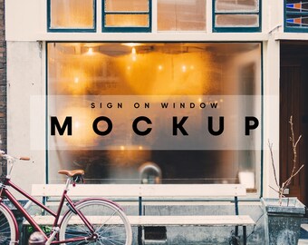 Window Sign Mockup, Shop Sign Mockup, Window Signage Mockup, Wayfinding ...