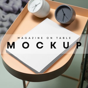 Magazine on Table Mockup, Magazine Mockup, Notebook Cover Mockup, Cover ...