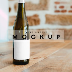 Wine Bottle Label Mockup: Transparent Glass Bottle (PSD & JPG) - Etsy