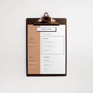 Clipboard Menu Mockup: Restaurant Cafe Pub Menu Card (PSD & JPG) - Etsy