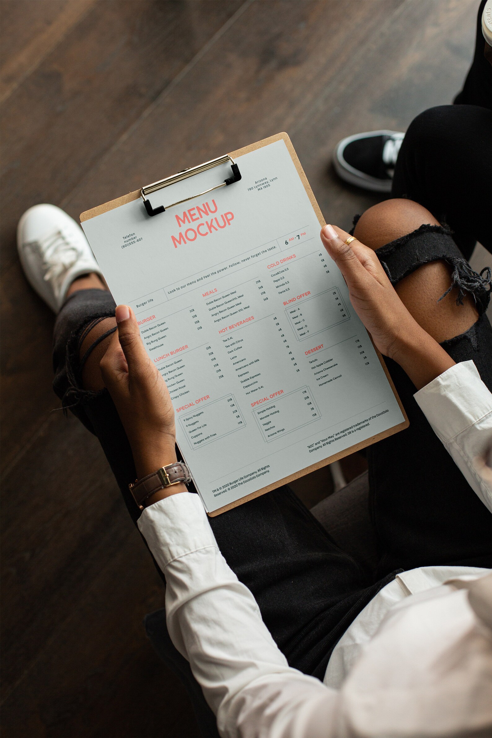 Restaurant Menu Clipboard Mockup (PSD & JPG) - Etsy
