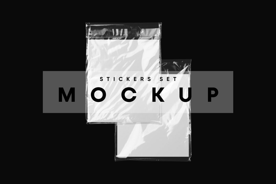 Sticker Mockups, Set of Stickers Mockup, Foil Bag With Stickers Mockup ...