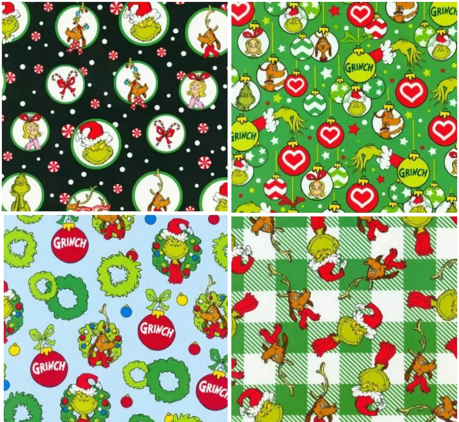 Christmas Dr. Seuss the Grinch Cotton Fabric / Mean One / Christmas ...