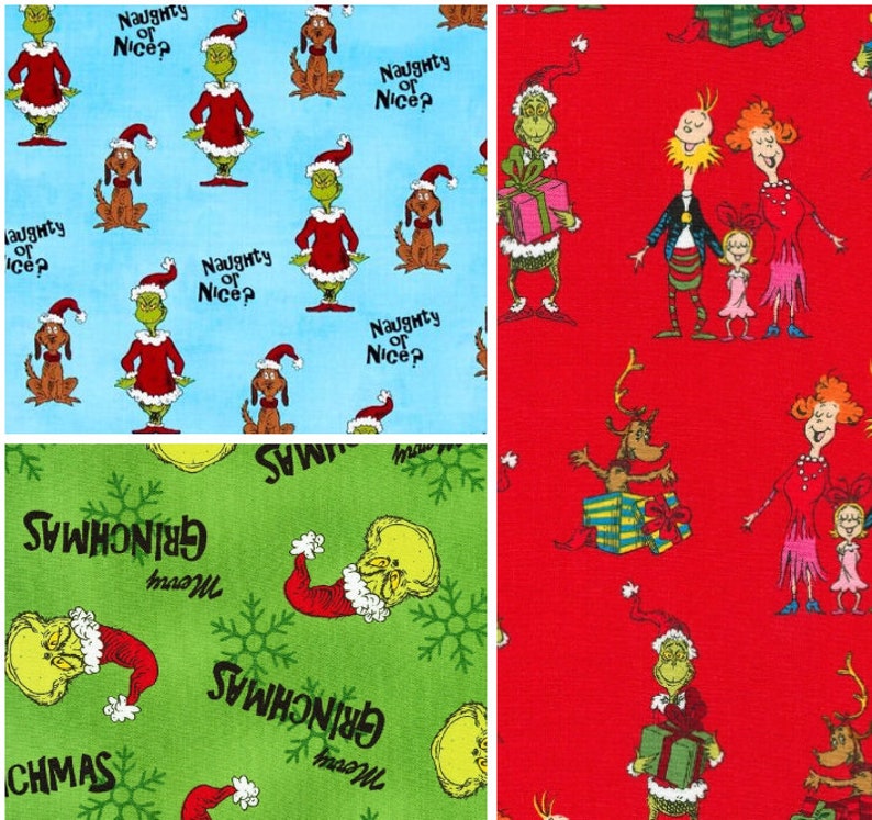 The Grinch Cotton Fabric / Dr. Seuss / Christmas / Sewing Quilting ...