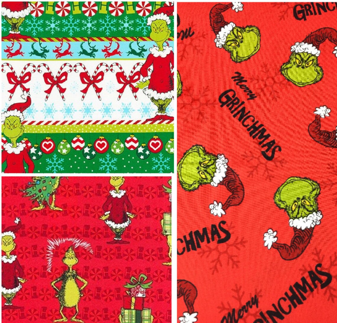 The Grinch Cotton Fabric / Dr. Seuss / Christmas / Sewing | Etsy