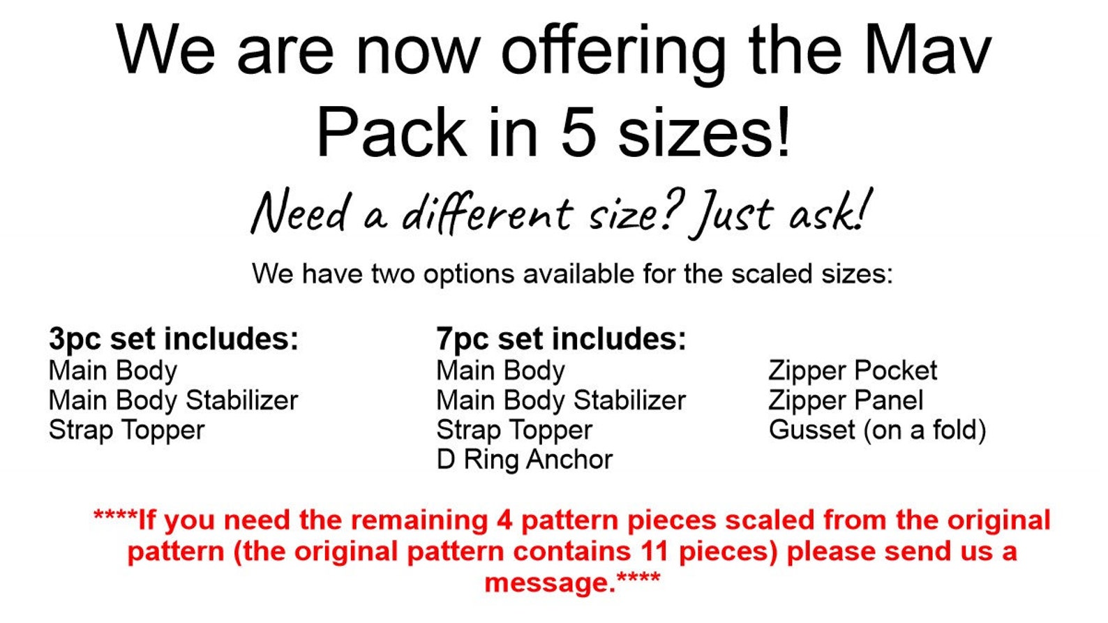 120% the Mav Pack Template Set Scaled / Linds Handmade Designs / Sewing ...