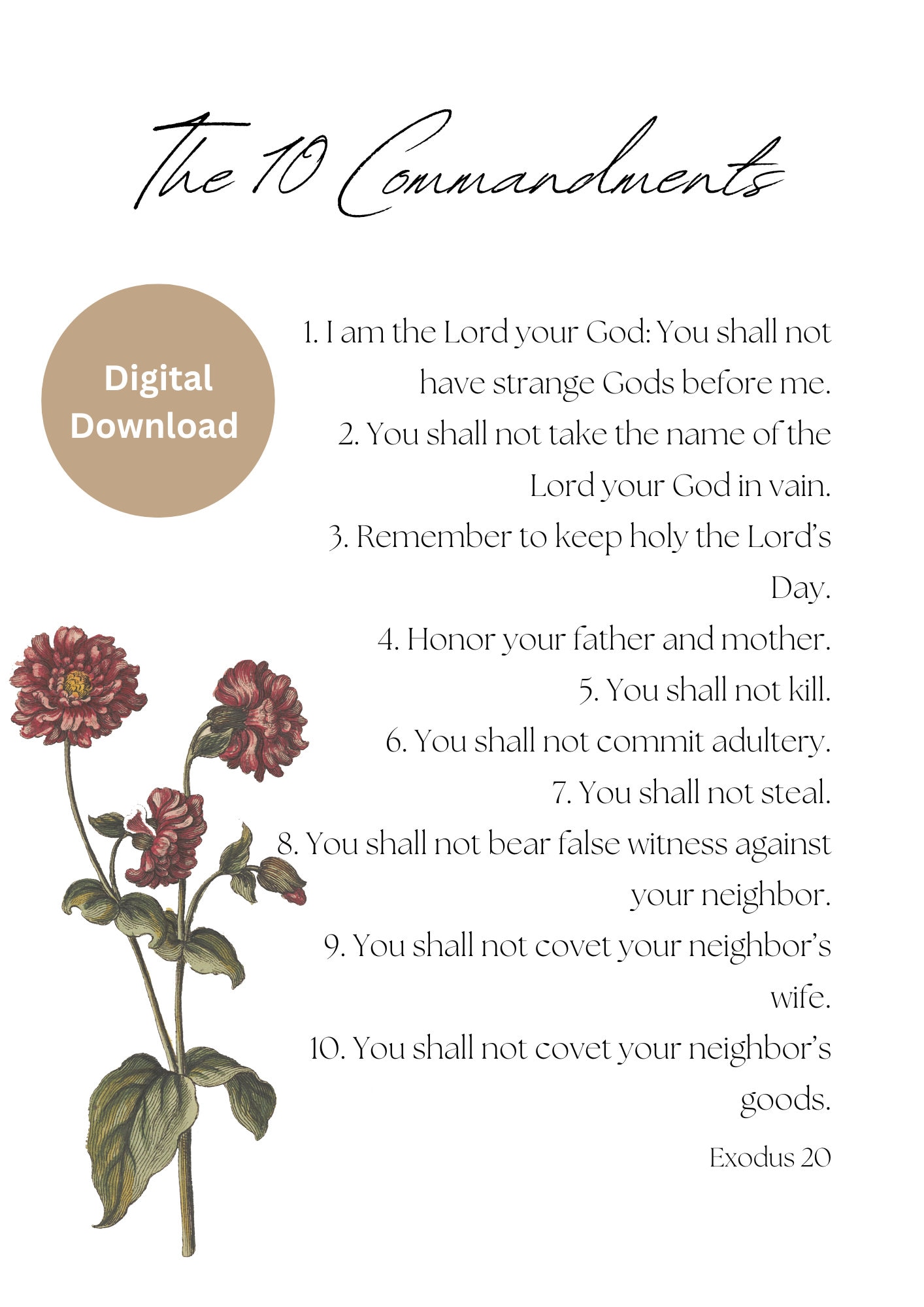 The Ten Commandments Wall Art, Exodus 20 Wall Art, 10 Commandments ...
