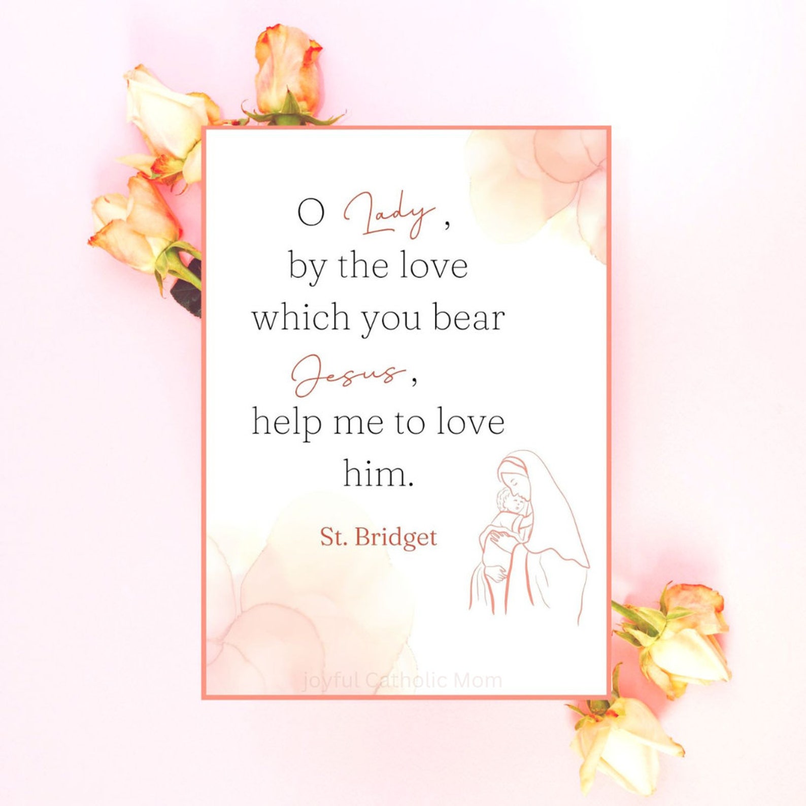 Our Lady Prayer Card, Virgin Mary Printable Card, Catholic Saint Quotes ...