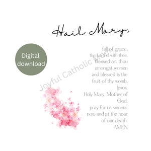Hail Mary Prayer Print, Hail Mary Printable, Scripture Wall Art ...