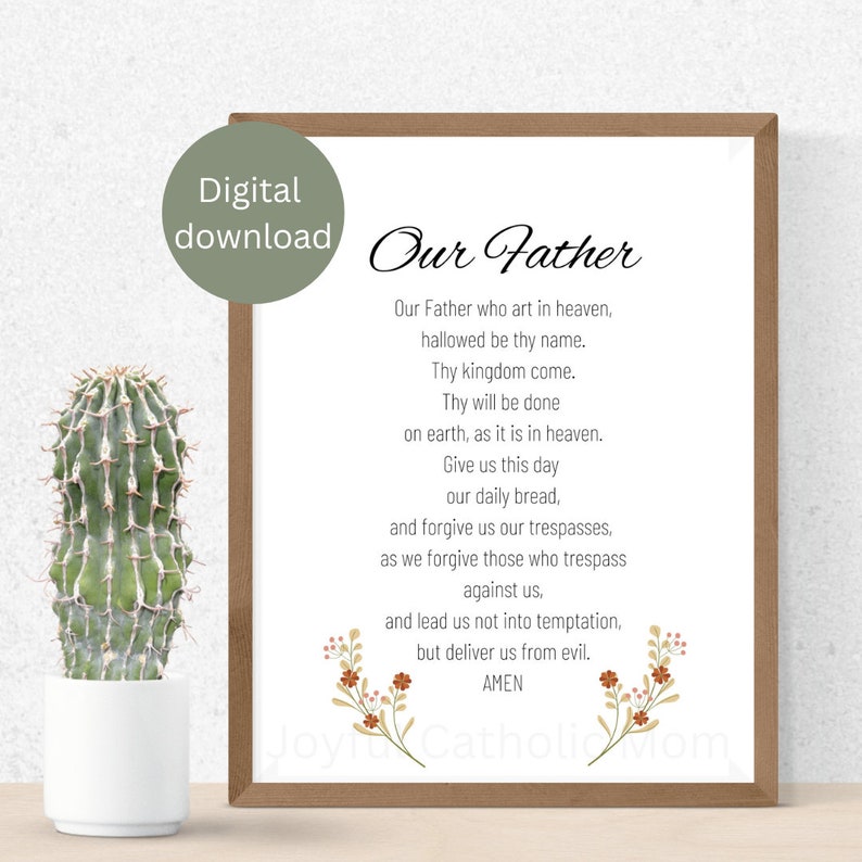 The Lord's Prayer Print, Our Father Print, Catholic Prayer Print ...