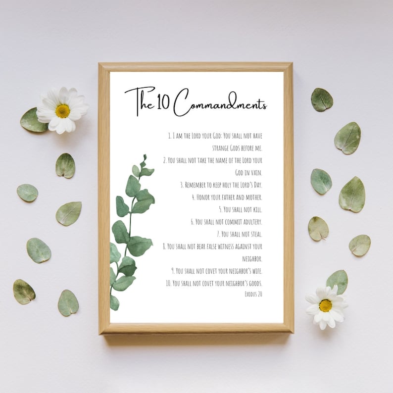The Ten Commandments Wall Art, Exodus 20 Wall Art, 10 Commandments ...
