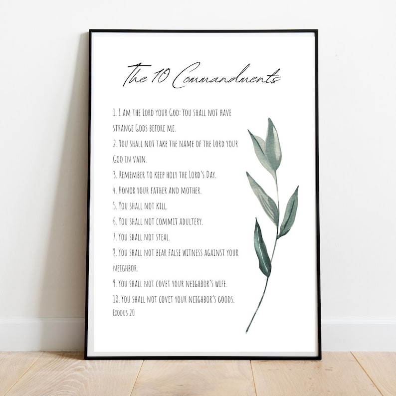 The Ten Commandments Wall Art, Exodus 20 Wall Art, 10 Commandments ...
