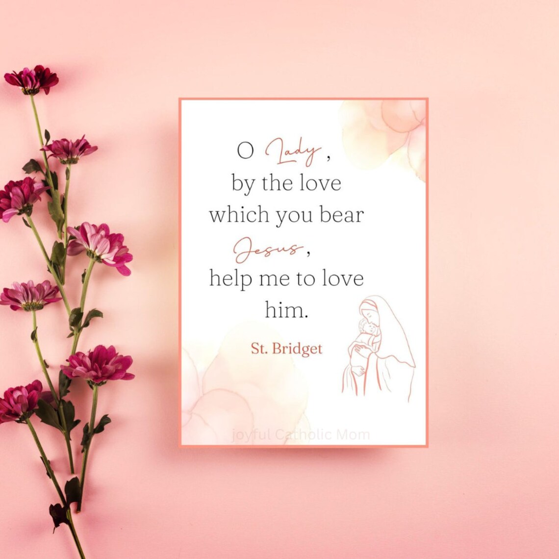 Our Lady Prayer Card, Virgin Mary Printable Card, Catholic Saint Quotes ...