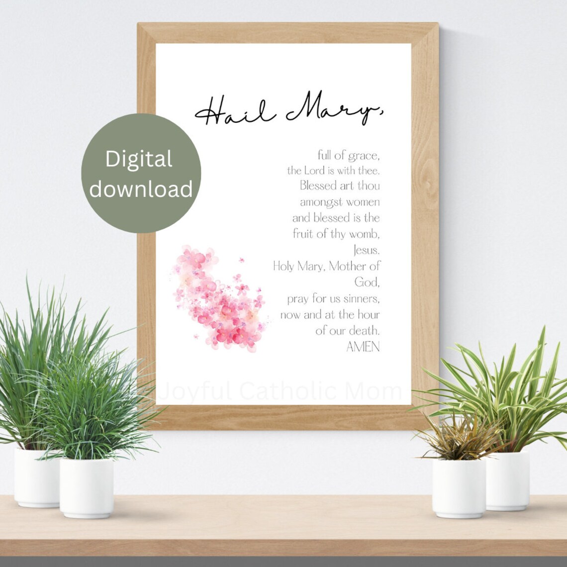 Hail Mary Prayer Print, Hail Mary Printable, Scripture Wall Art ...