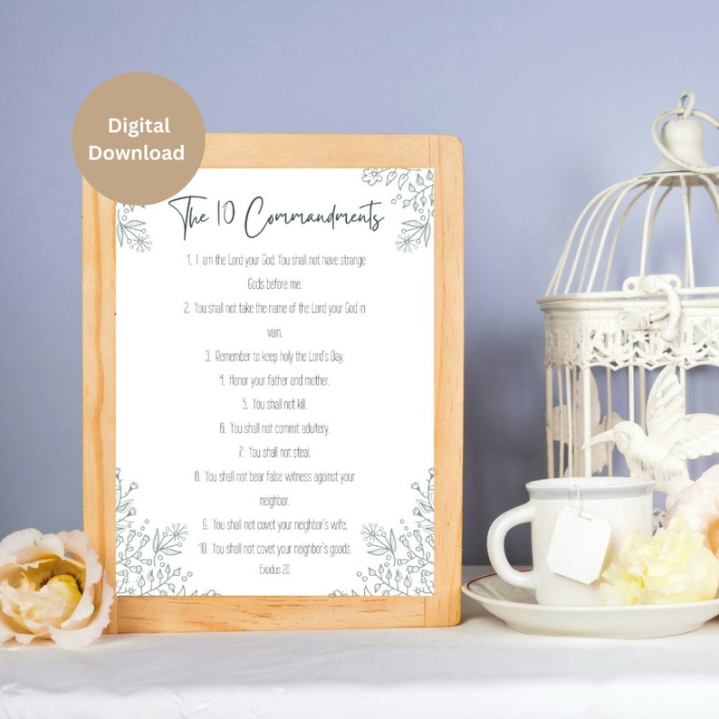 The Ten Commandments Wall Art, Exodus 20 Wall Art, 10 Commandments ...