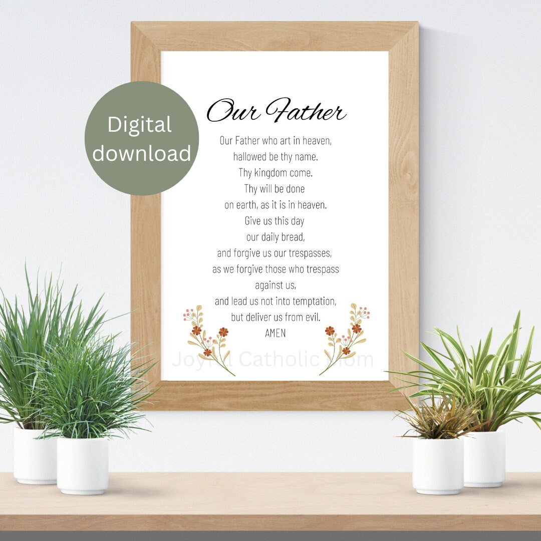 The Lord's Prayer Print, Our Father Print, Catholic Prayer Print ...