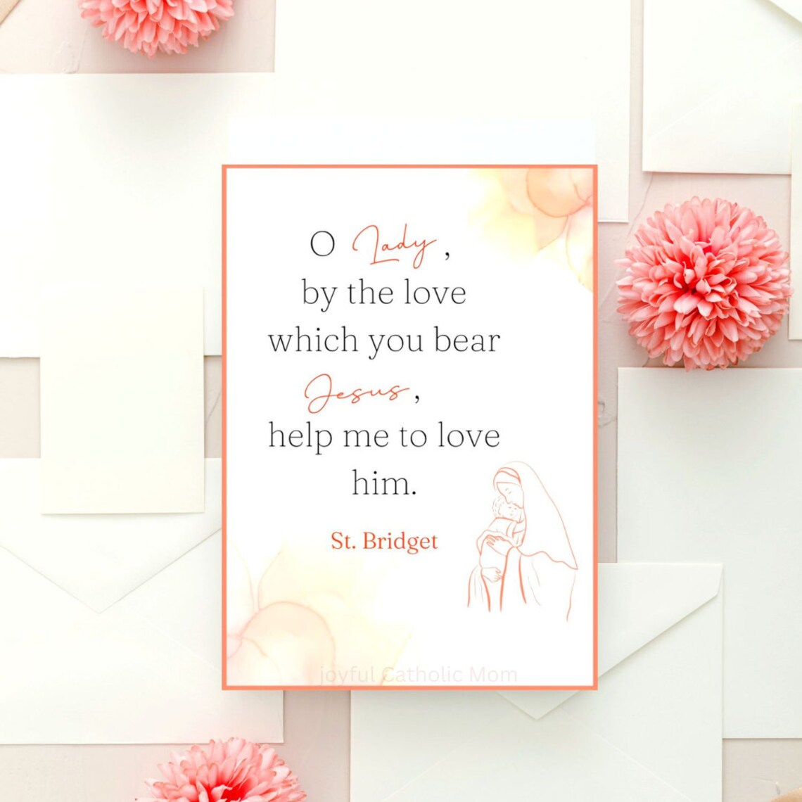 Our Lady Prayer Card, Virgin Mary Printable Card, Catholic Saint Quotes ...