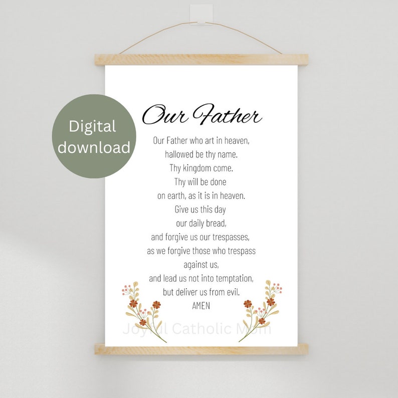 The Lord's Prayer Print, Our Father Print, Catholic Prayer Print ...