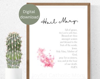Catholic Art, Hail Mary Print, Hail Mary Wall Art, Catholic Print ...
