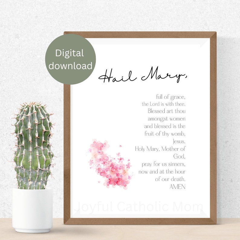 Hail Mary Prayer Print, Hail Mary Printable, Scripture Wall Art ...