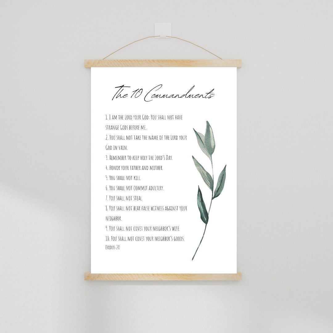 The Ten Commandments Wall Art, Exodus 20 Wall Art, 10 Commandments ...