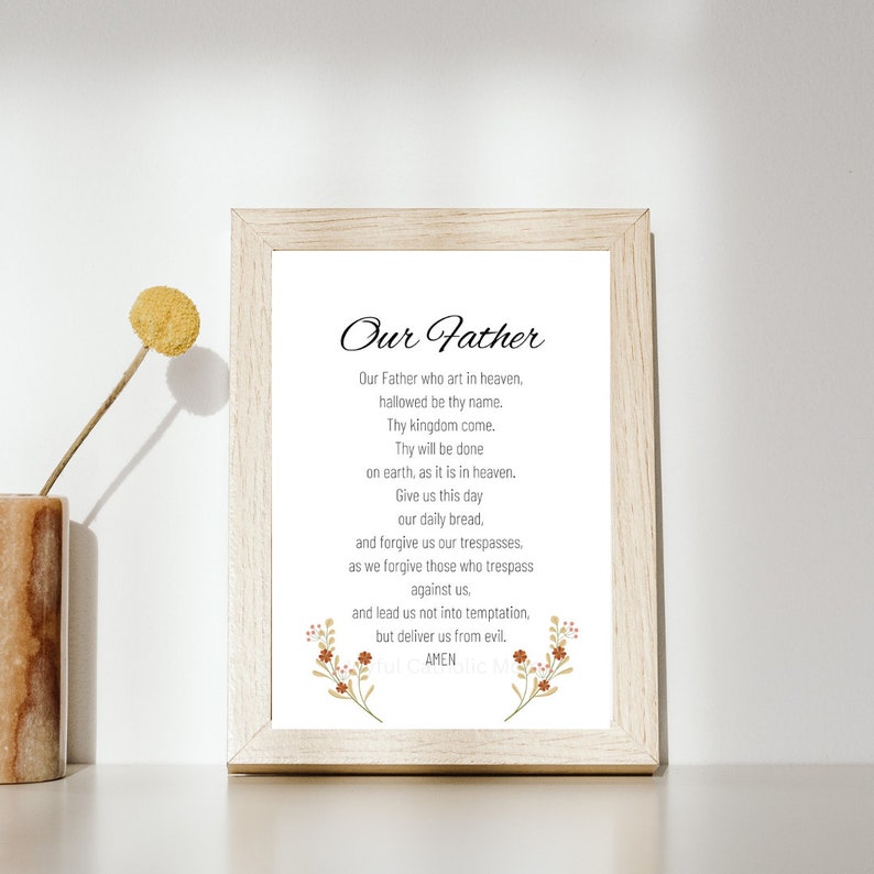 The Lord's Prayer Print, Our Father Print, Catholic Prayer Print ...