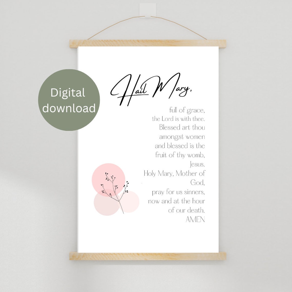Hail Mary Prayer Print Hail Mary Printable Scripture Wall Art Digital ...