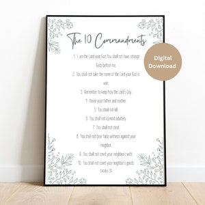 The Ten Commandments Wall Art, Exodus 20 Wall Art, 10 Commandments ...