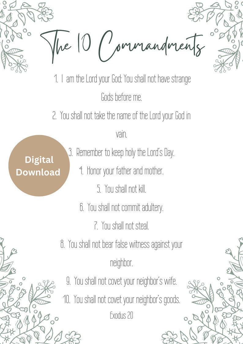 The Ten Commandments Wall Art, Exodus 20 Wall Art, 10 Commandments ...