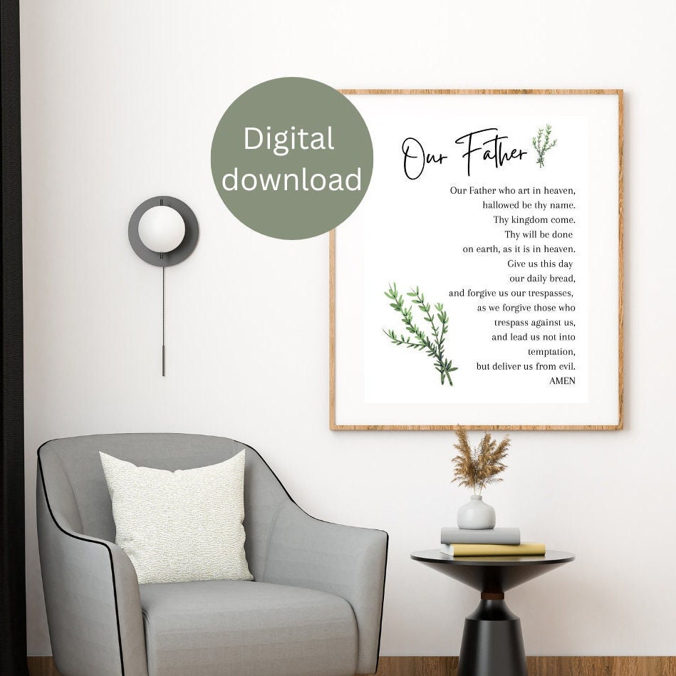 The Lord's Prayer Print, Our Father Print, Scripture Wall Art, Digital ...