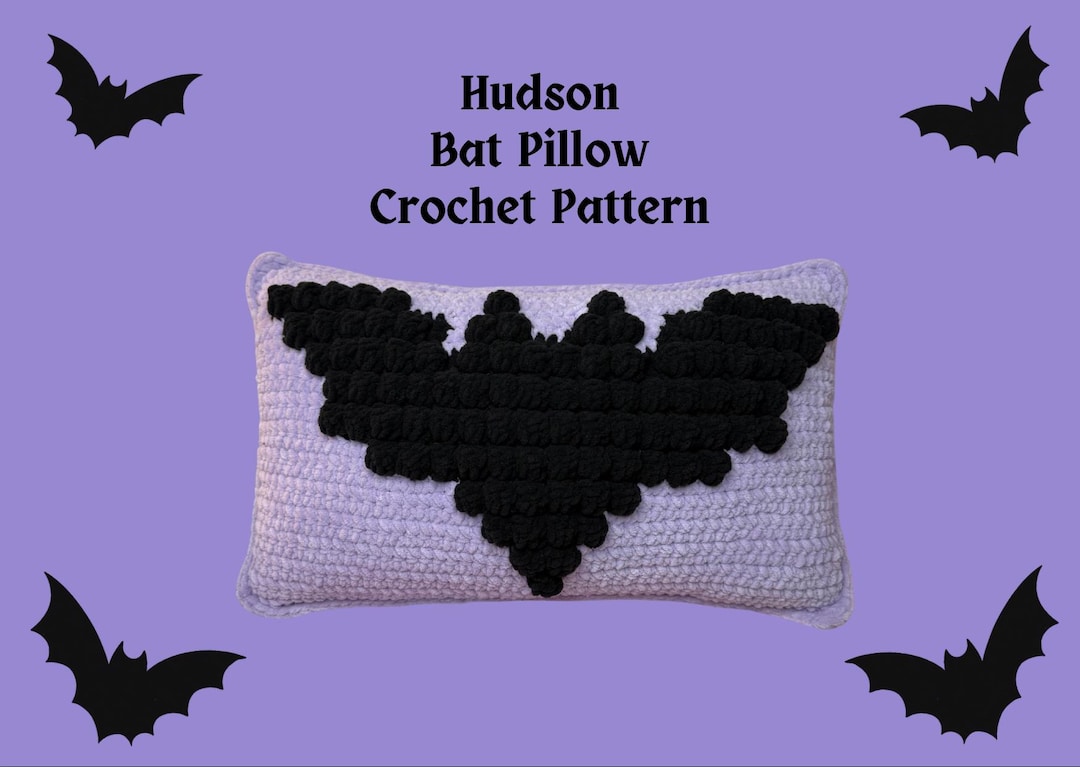 Hudson Bat Pillow Crochet Pattern, Crochet Pillow, Halloween Bat ...