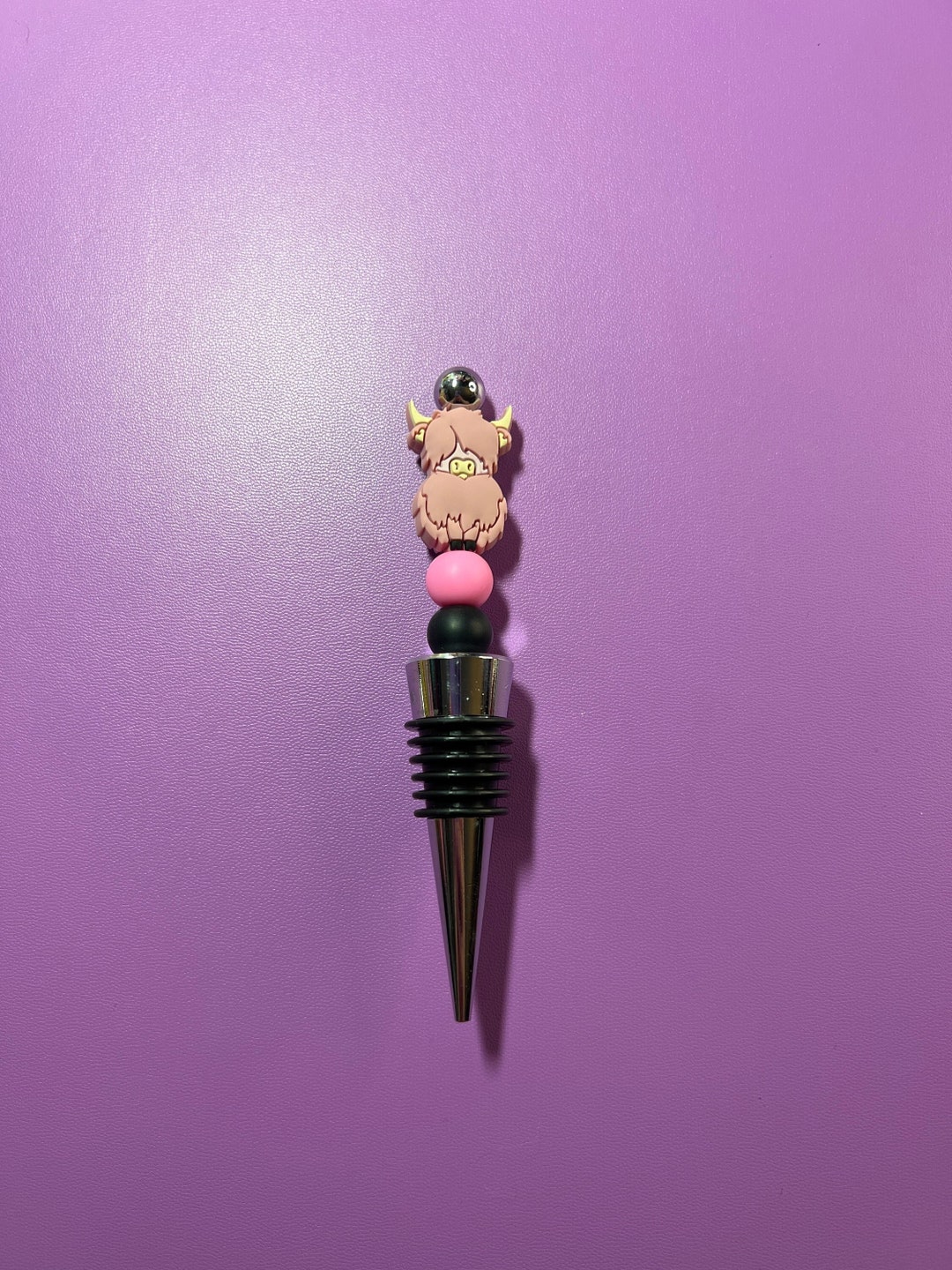 Silicone Highland Cow Beaded Wine Bottle Stopper, Wine Bottle Toppers ...