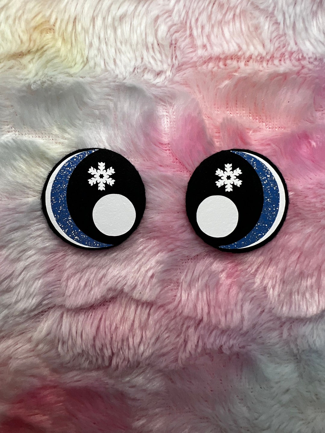 Snowflake Glitter Blue 1, 1.3 and 1.5 Felt Circle Eyes, Snowman Eyes ...