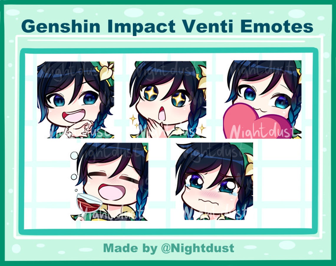Venti I Anime Art I Genshin Impact Emote Pack Discord | Etsy