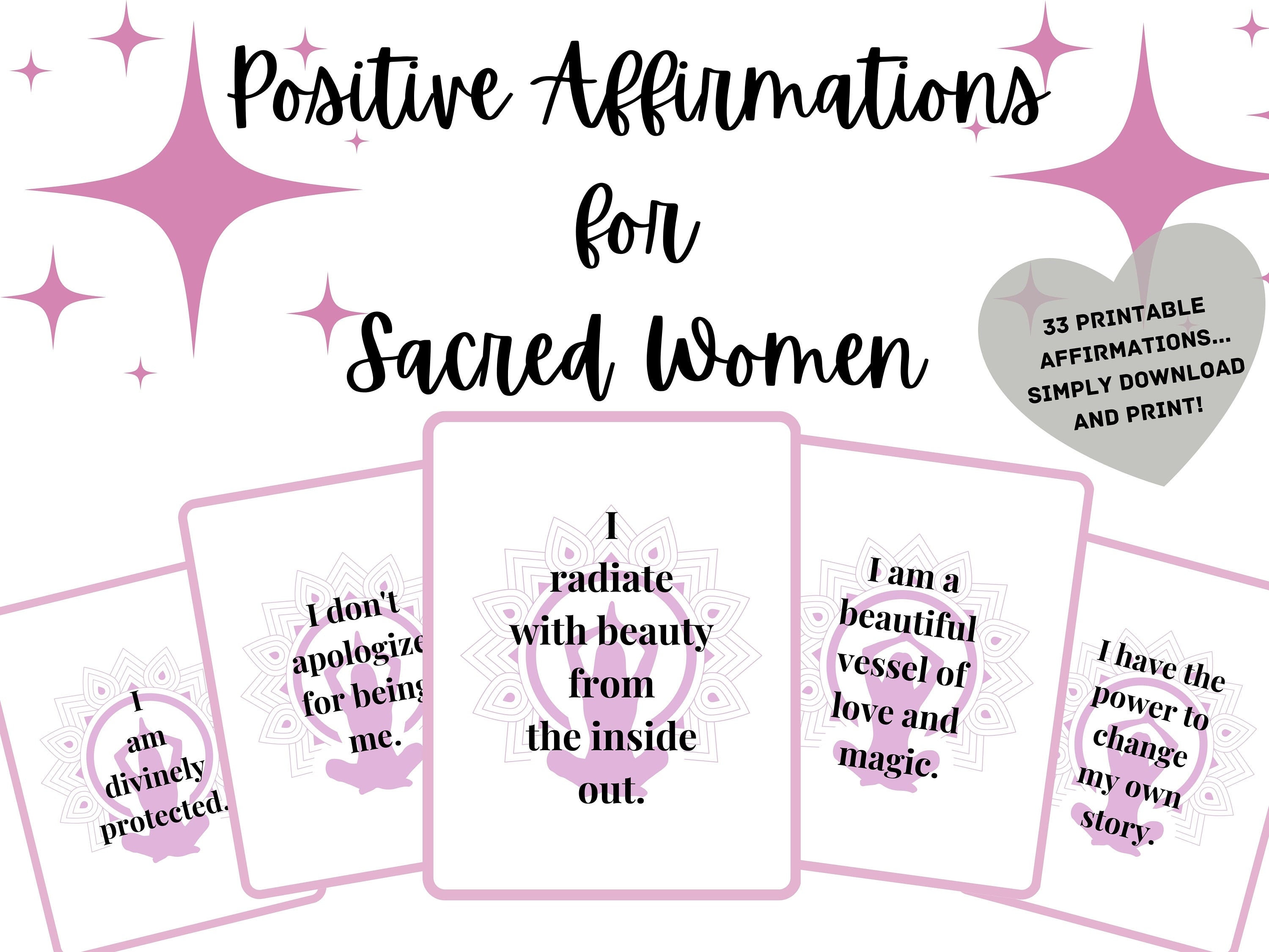 Printable Positive Affirmations for Women Sacred WomenDivine | Etsy