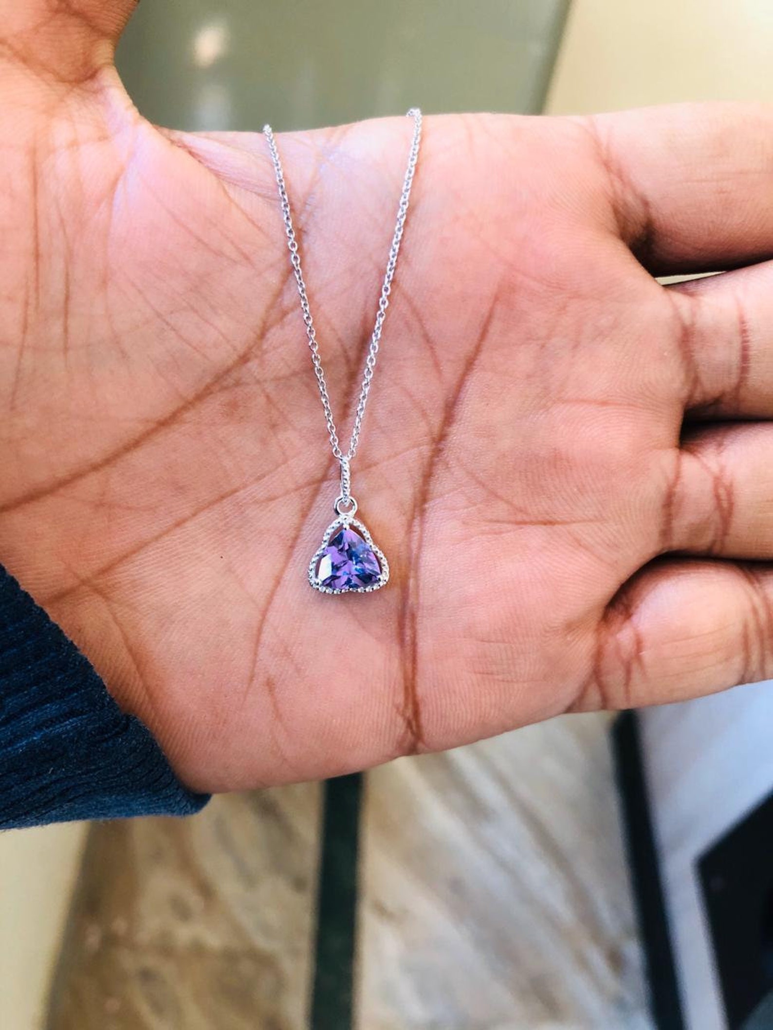 2.45 Cts. AAA Alexandrite Pendant Heart Alexandrite Necklace 18 Inch ...