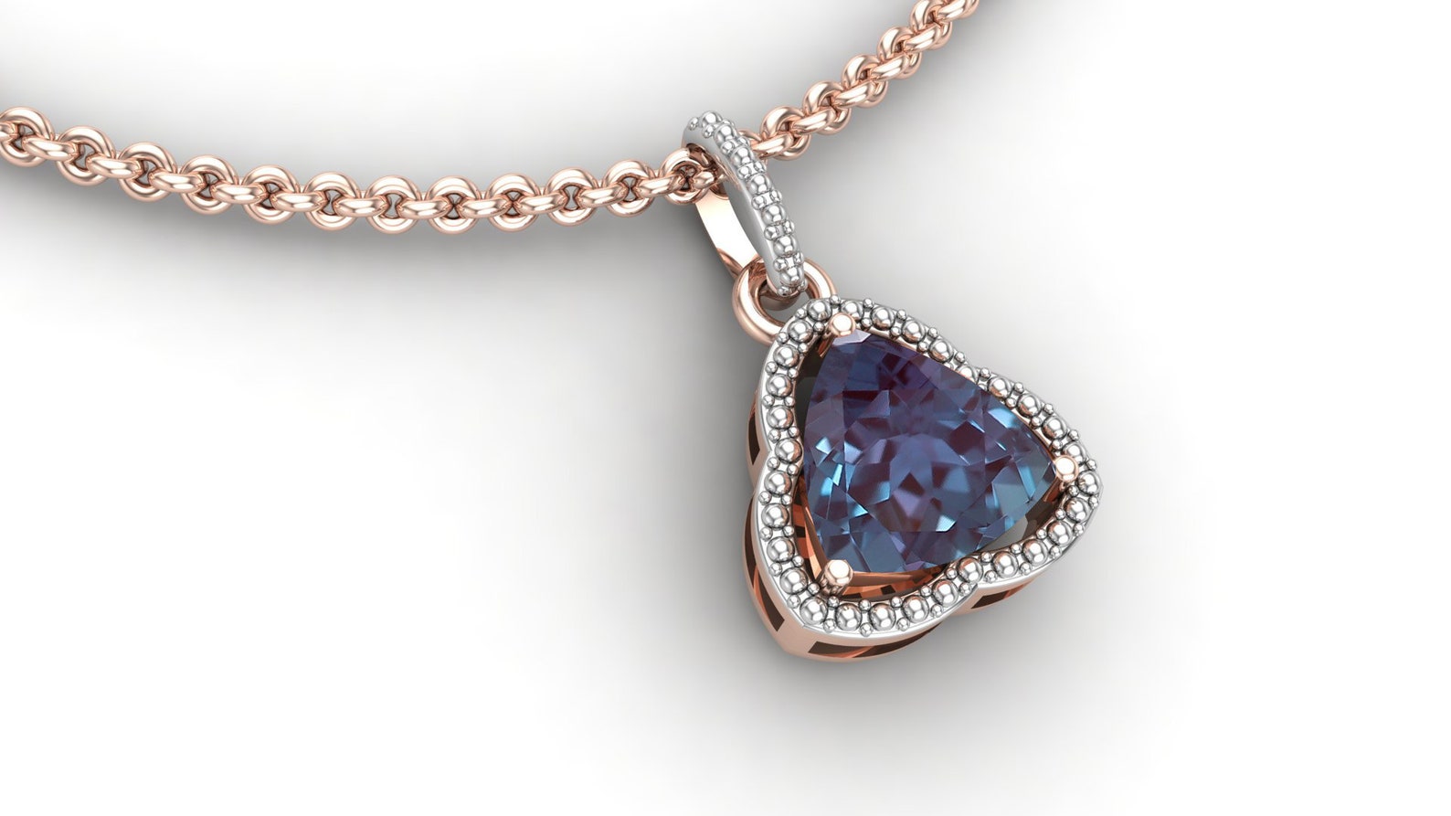 2.45 Cts. AAA Alexandrite Pendant Heart Alexandrite Necklace 18 Inch ...