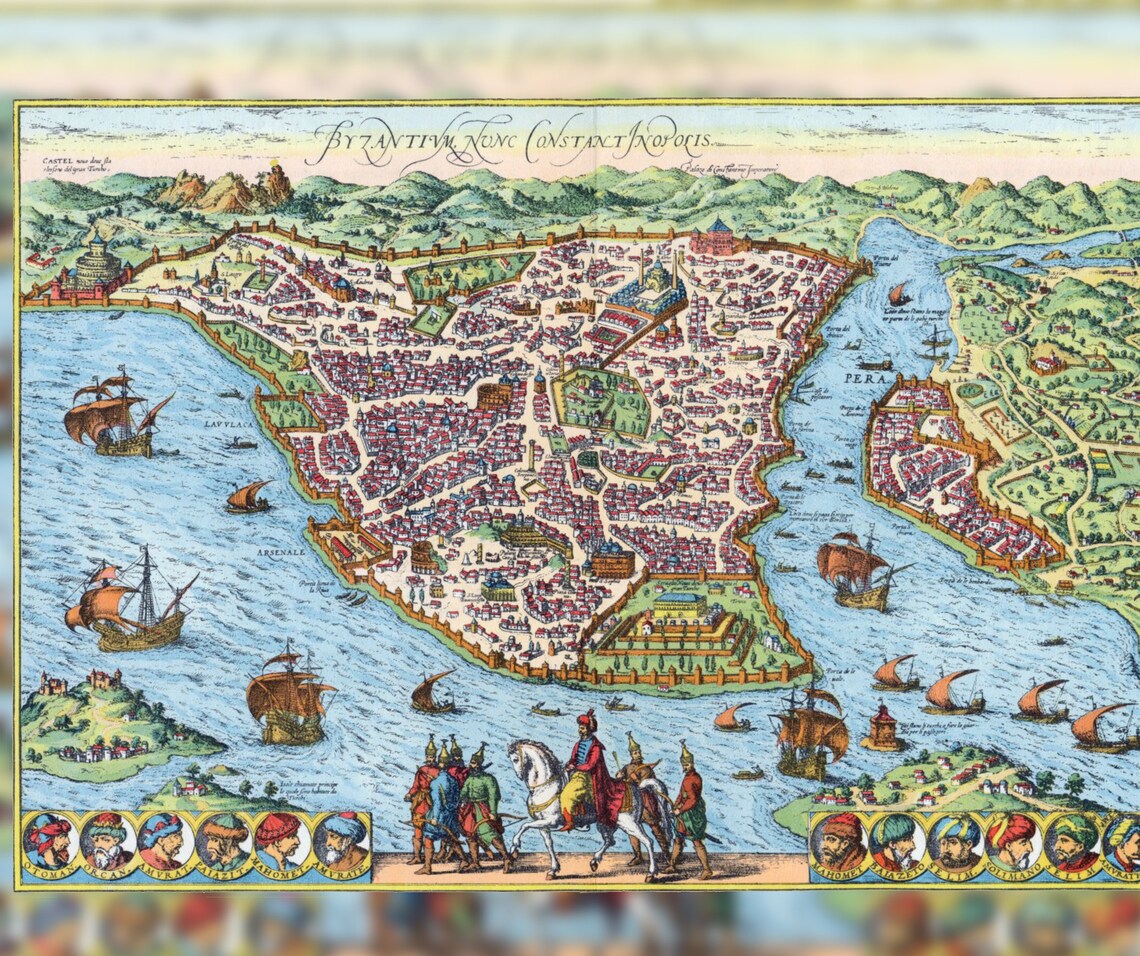 Old Ancient Map of Constantinople Throw Blanket | Etsy